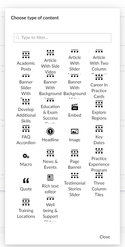 Choose Type Of Content In Grid 